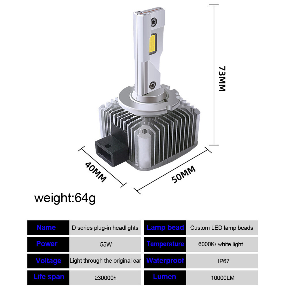 1/2x LED Light Xenon HID 50W Replace Car Lamp D1S D2S D3S D4S D5S D8S ...