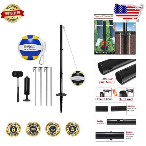 Heavy-Duty Portable Tetherball Set with 2 Glow-in-the-Dark Balls ...