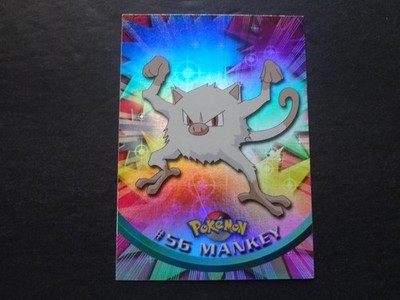 1999 Topps Pokemon Rainbow Foil #56 Mankey Holo Blue Logo Series 1 *MP ...