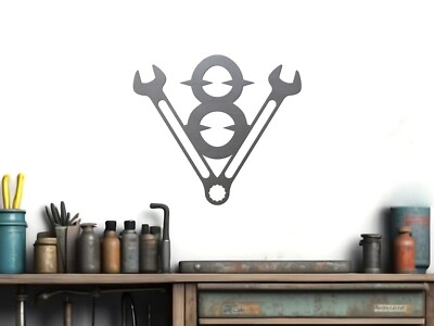 V8 Emblem Badge Metal Cutout Stencil Hot Rat Street Rod Muscle Car ...