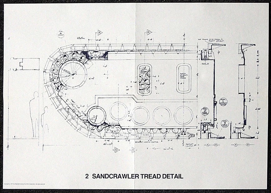 Vintage Star Wars Blueprint For Sandcrawler Tread Detail N2