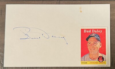 BUD DALEY SIGNED 3"X5" INDEX CARD INDIANS YANKEES A'S MLB AUTOGRAPH D ...