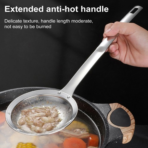 Soup Skimming Ladle Fine Mesh Strainer Stainless Steel Colander Spoon ...