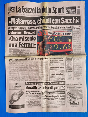 Gazzetta Dello Sport June 25 1996 Michael Johnson - Euro England 96 ...