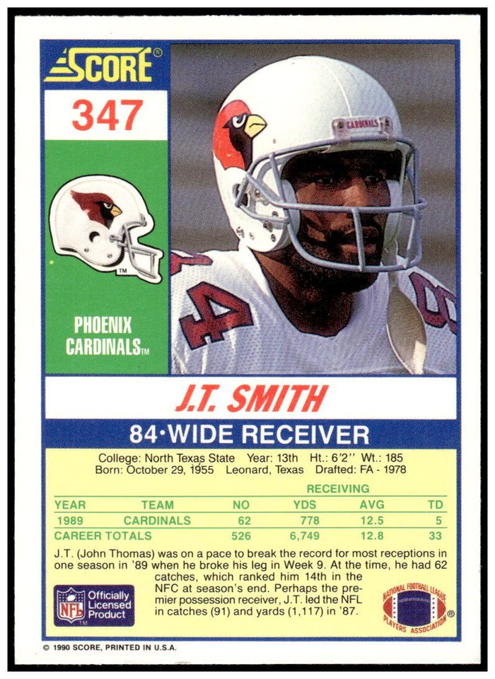 1990 Score #347 J.T. Smith NM | eBay
