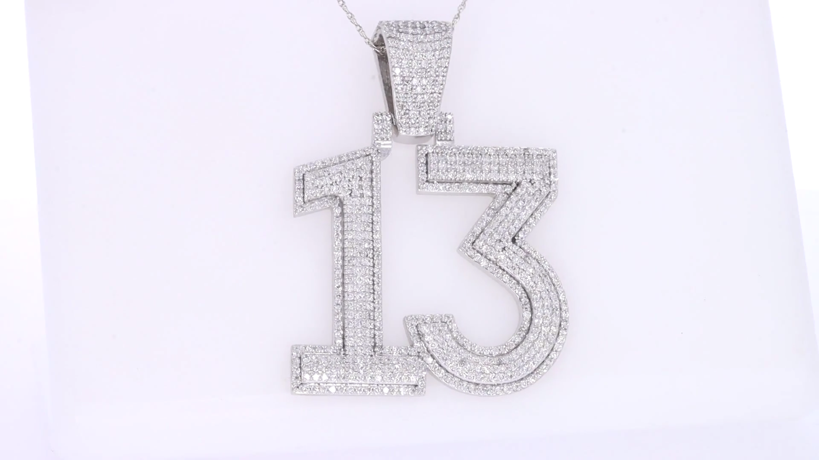 3.5ct Number 13 Pendant 18" Necklace Lab Created Moissanite 925 ...