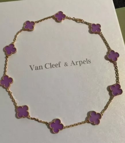 VC & Arpels Vintage Alhambra Necklace 10 motifs Yellow Gold Purple ...