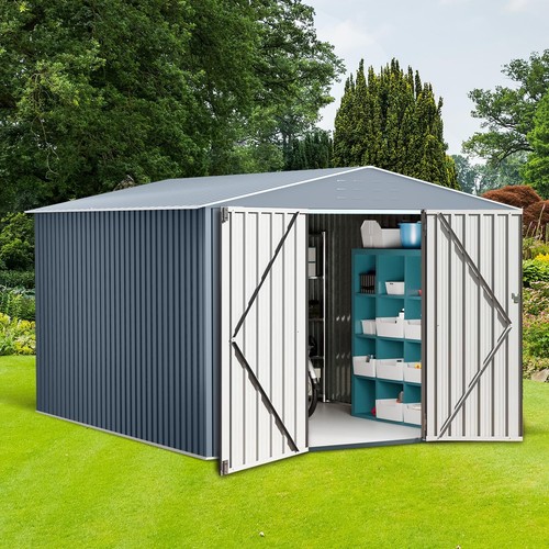 8x12 FT Outdoor Metal Storage Shed, Large Metal Storage Sheds with ...