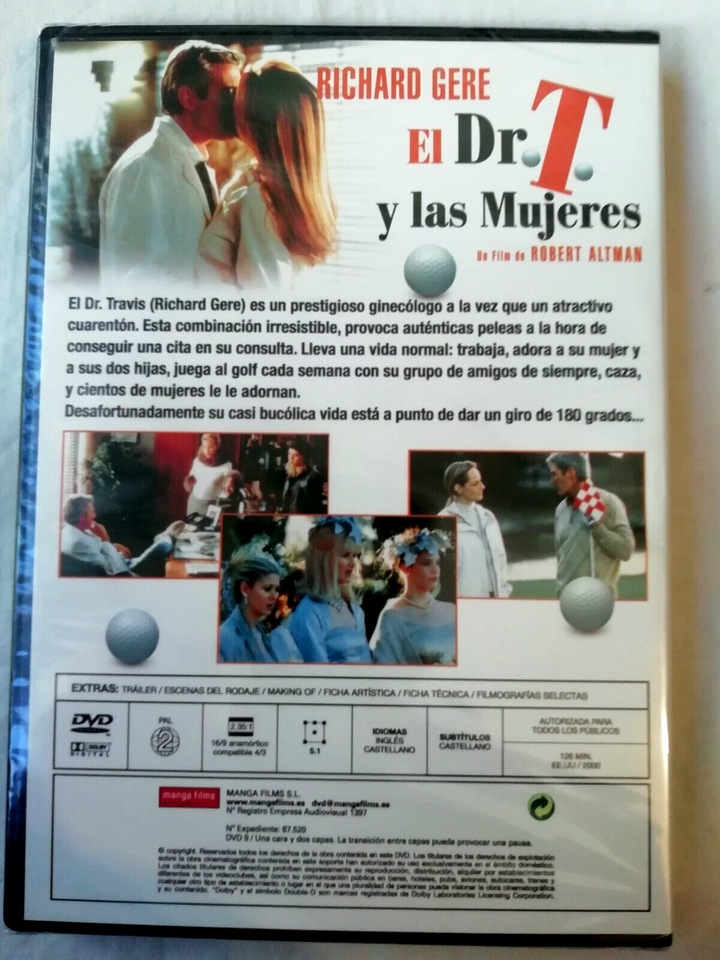 The Dr T And The Women DVD Richard Gere Farran Fancett Robert Altman ...