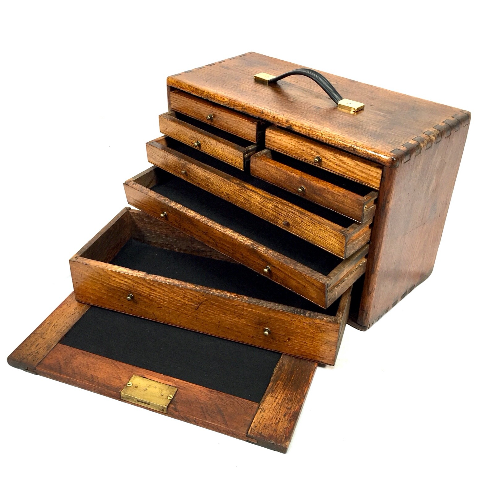 Antique Wooden Oak Engineers Toolbox / Tool Box / Collectors Cabinet ...