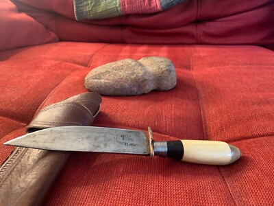Custom Bushcraft Fixed Blade Knife with Leather Sheath ...Bone / Horn ...