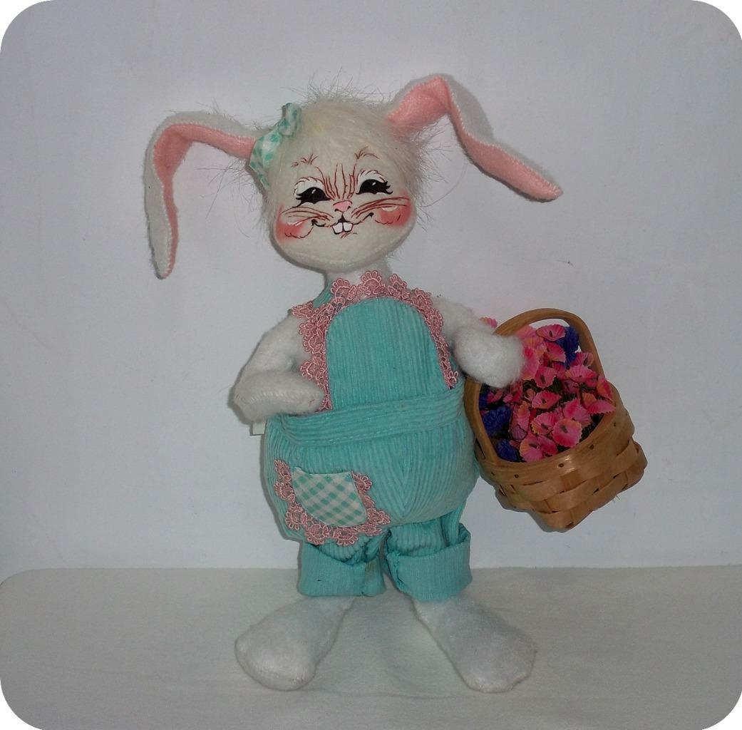 Beautiful 12'' Annalee Easter Bunny Holding Basket with Pink Flower ...