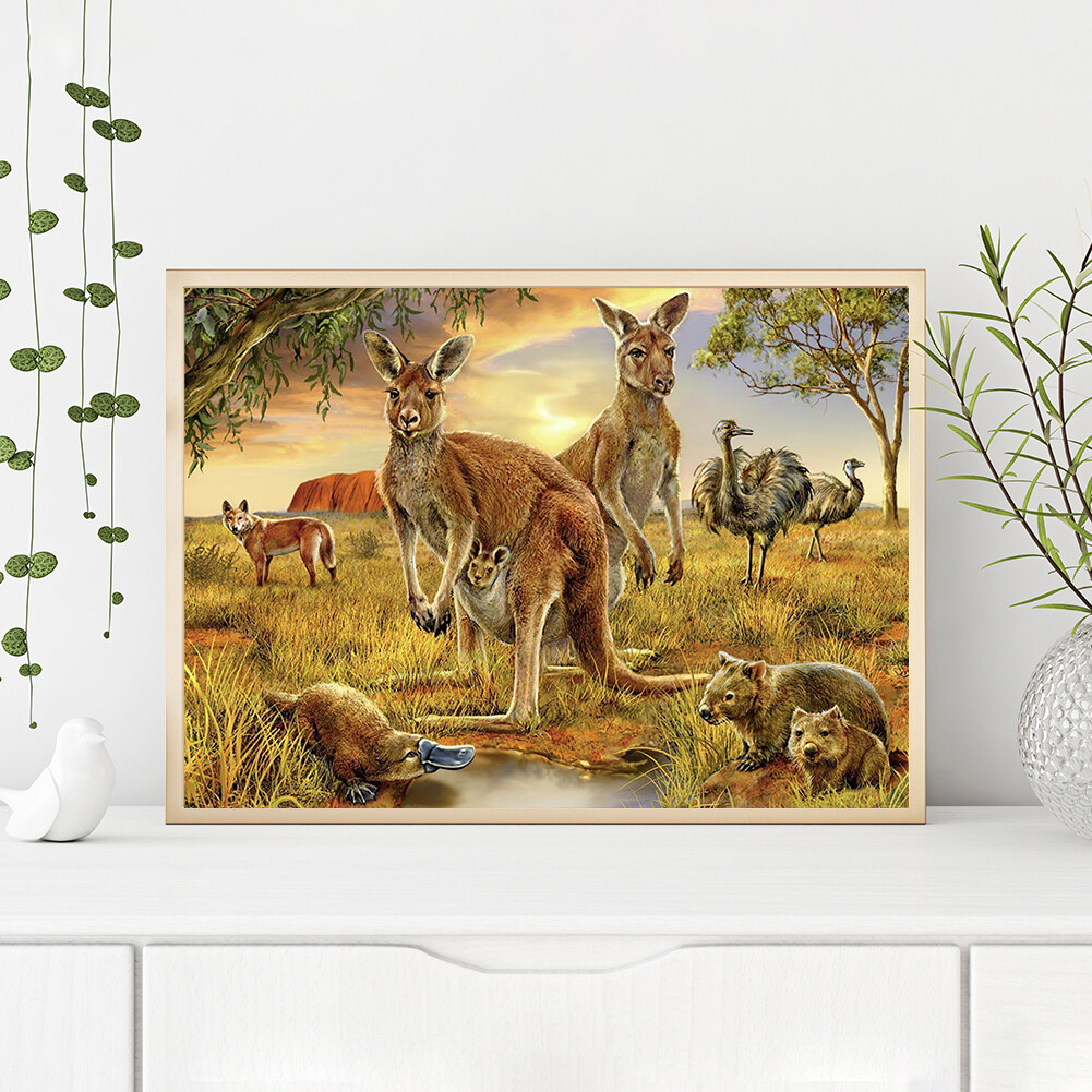 5D Kangaroo Mosaic Diamond Painting Drawing Full Round Drill DIY Art ...