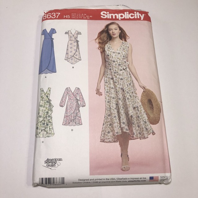 Wrap Ruffle Dress Simplicity Sewing Pattern 8641 Size 6-14 for sale ...