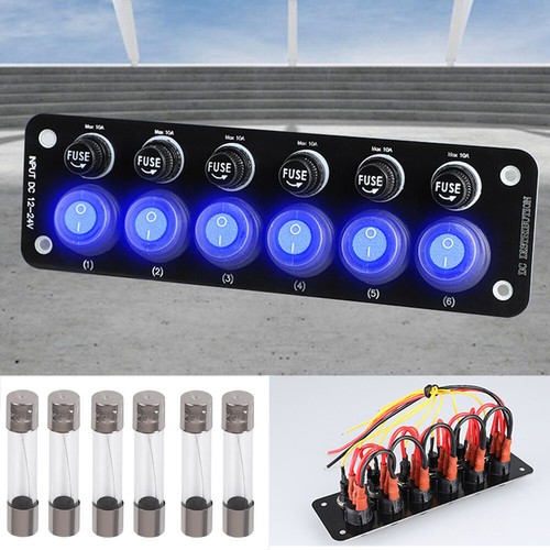 6 Gang LED Circuit Toggle Switch Panel ON/OFF Waterproof For RV Car ...