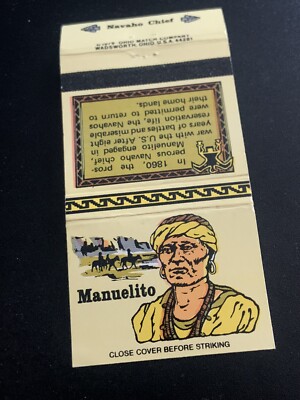 Vintage Matchbook: “Manuelito - Navajo Chief” | eBay