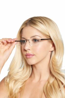 NATURALLY RIMLESS EYEGLASSES 554268149 RIMLESS METAL FRAME 54-19-140 ...