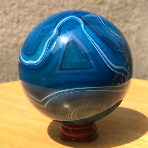 500G Rare Blue Agate Geode Bsll Quartz Crystal Sphere Mineral Specimen ...