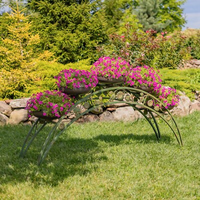 6.6ft. Long Bridge-Like Iron Plant Stand with Five Planters | eBay