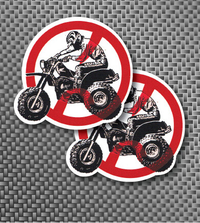 2pc NO TRIKE 3 wheeler sticker autocollant decal ATC 200e, 185s, 250sx ...