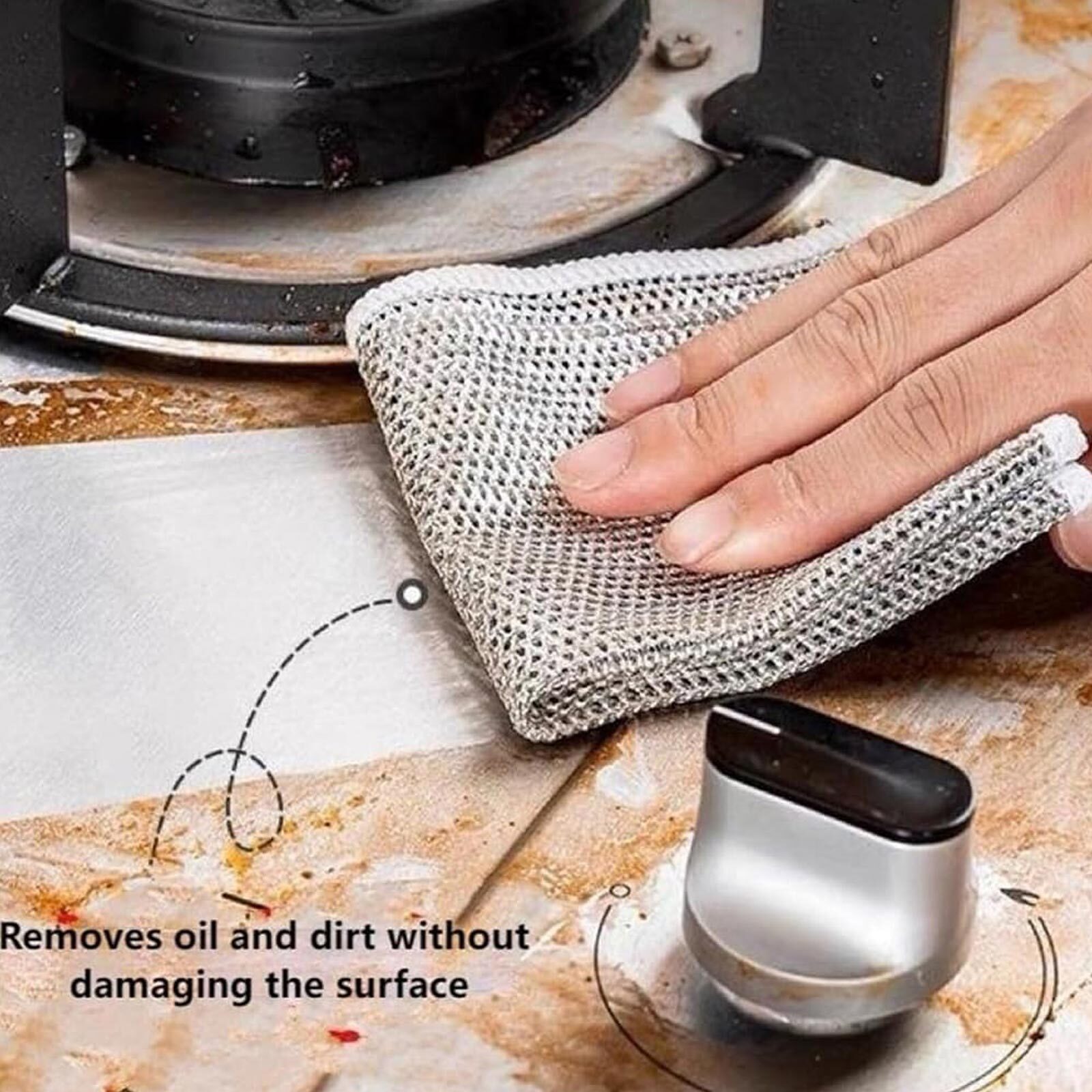 2-Layers Multipurpose Wire Dishwashing Rags Scouring Washing Wet & Dry ...