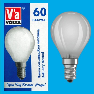 2x 60W Volta Incandescent Filament Frosted Golf Dimmable Light Bulb E14 ...