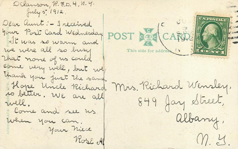 1912 Log Jam Adirondacks NY Postcard Lumberjacks Logging Industry ...
