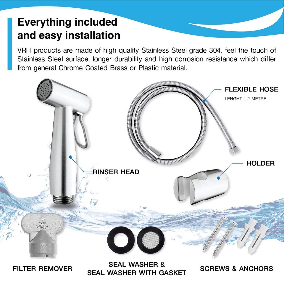 VRH Bidet Sprayer for Toilet and Baby Cloth Diaper Sprayer, Handheld ...