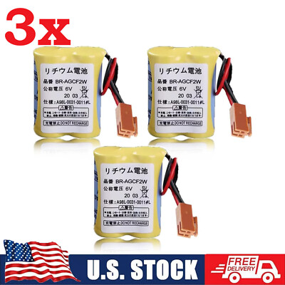 3X BR-AGCF2W A98L-0031-0011 #L 6V Lithium Battery For FANUC With Brown ...