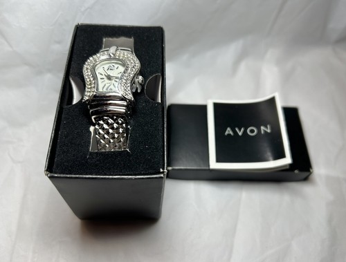 Avon Silver-tone Buckle Clamper Cuff Watch New Old Stock Quartz Japan ...