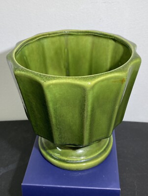 Haeger Forest Green Ribbed Footed Planter Pottery Flower Pot USA 302 5 ...