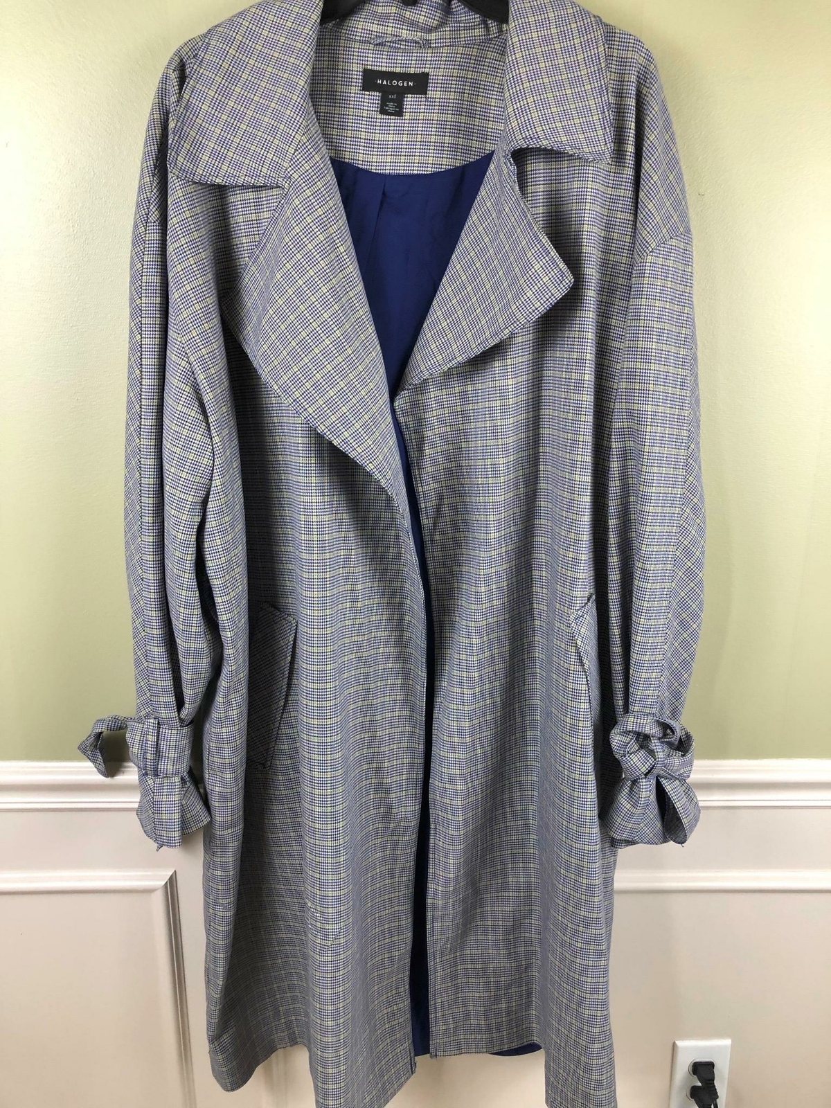 2832 Halogen plaid duster jacket coat NAVY PLAID size XXL nwot | eBay