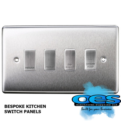 BG BESPOKE 4 GANG GRIDSWITCH KITCHEN SWITCH PANEL BRUSHED STEEL/SATIN ...