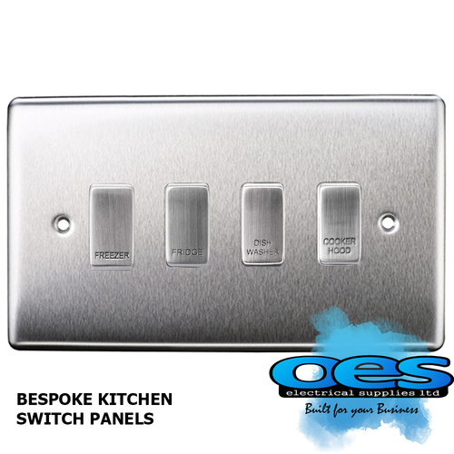 BG BESPOKE 4 GANG GRIDSWITCH KITCHEN SWITCH PANEL BRUSHED STEEL/SATIN ...