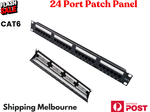 CAT6 24 Port Patch Panel RJ45 Network 110 IDC Krone 1U Rack Mount AU ...