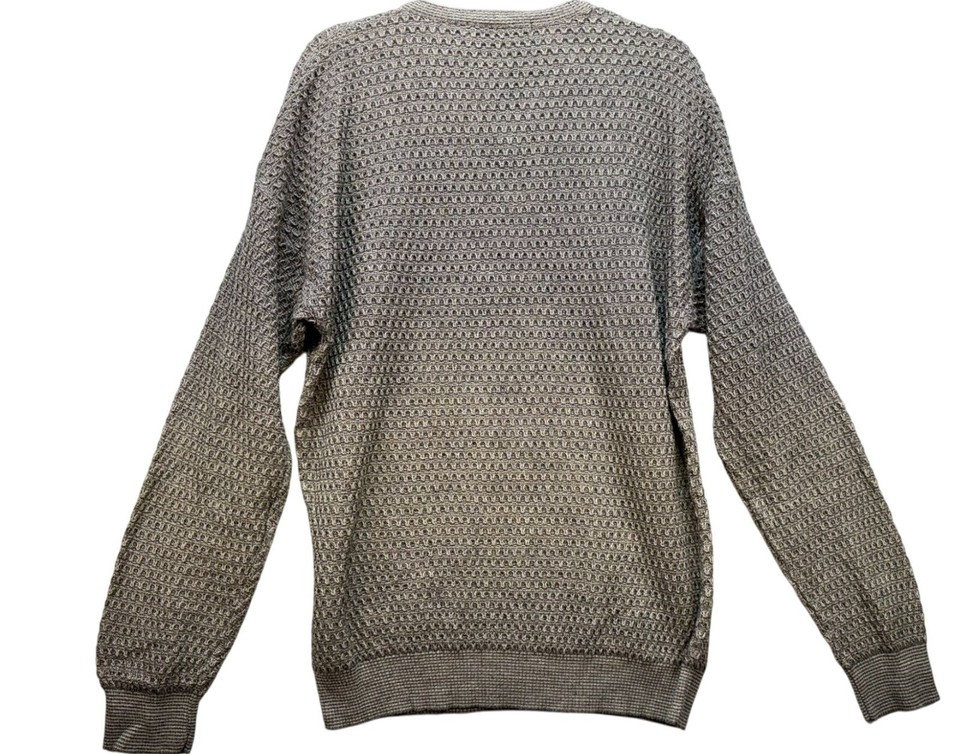 Bachrach Mens Preppy Linen Blend Knit Sweater XXL Linen Gray Textured ...