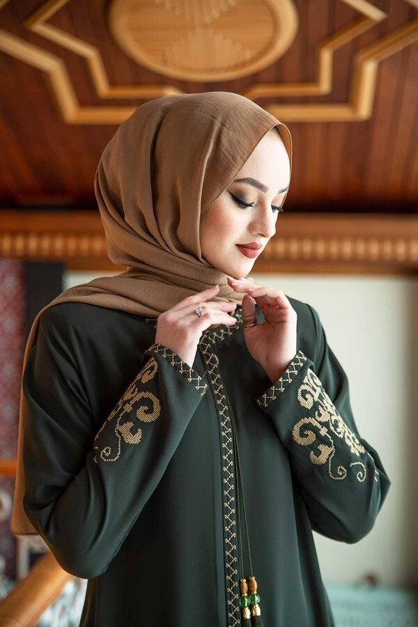 Embroidered Sleeves Abaya Dress Turkey Muslim Fashion Islam Clothing ...