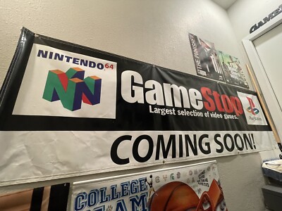 10ft Gamestop banner from 90’s with N64 and PlayStation Logos. Rare | eBay