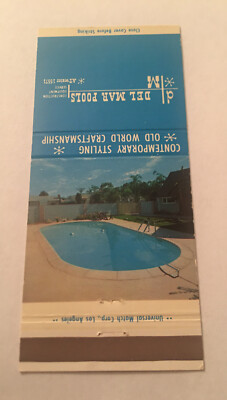 Vintage Matchbook Cover Matchcover Del Mar Pools Atwater | eBay