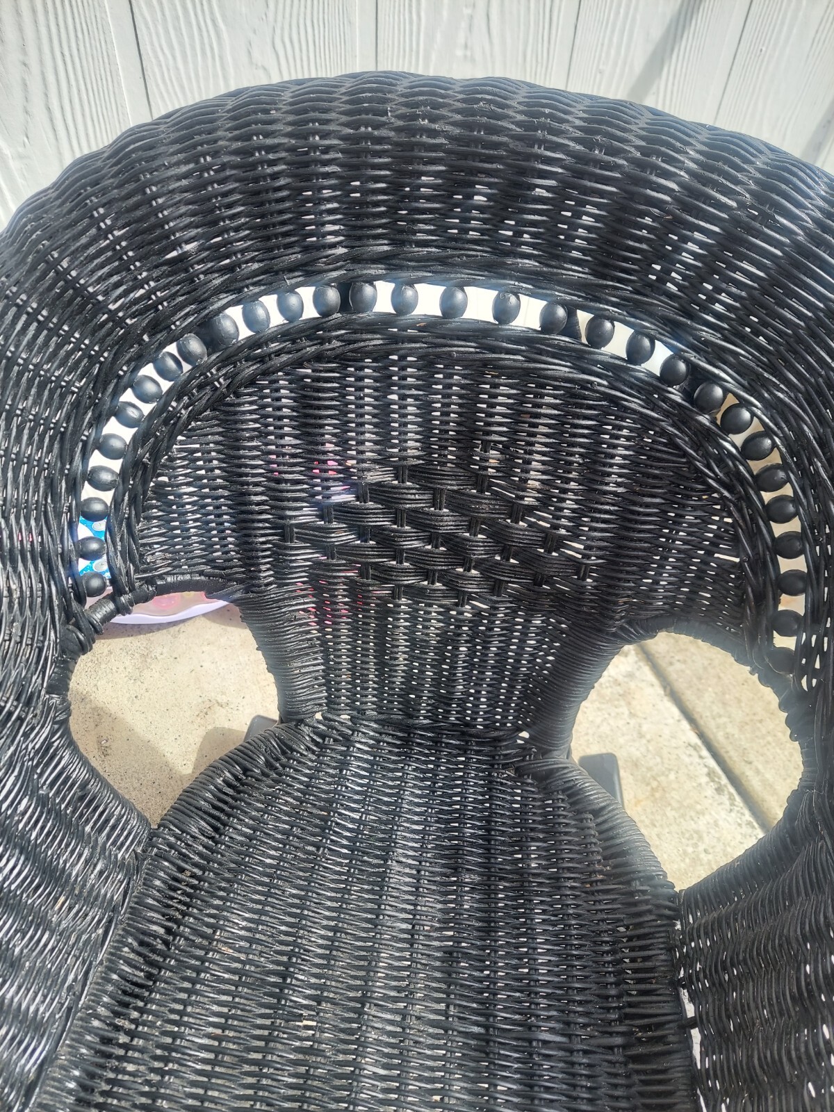 Vintage Black Wicker Rocker With Wooden Runners Child's Rocking Chair ...