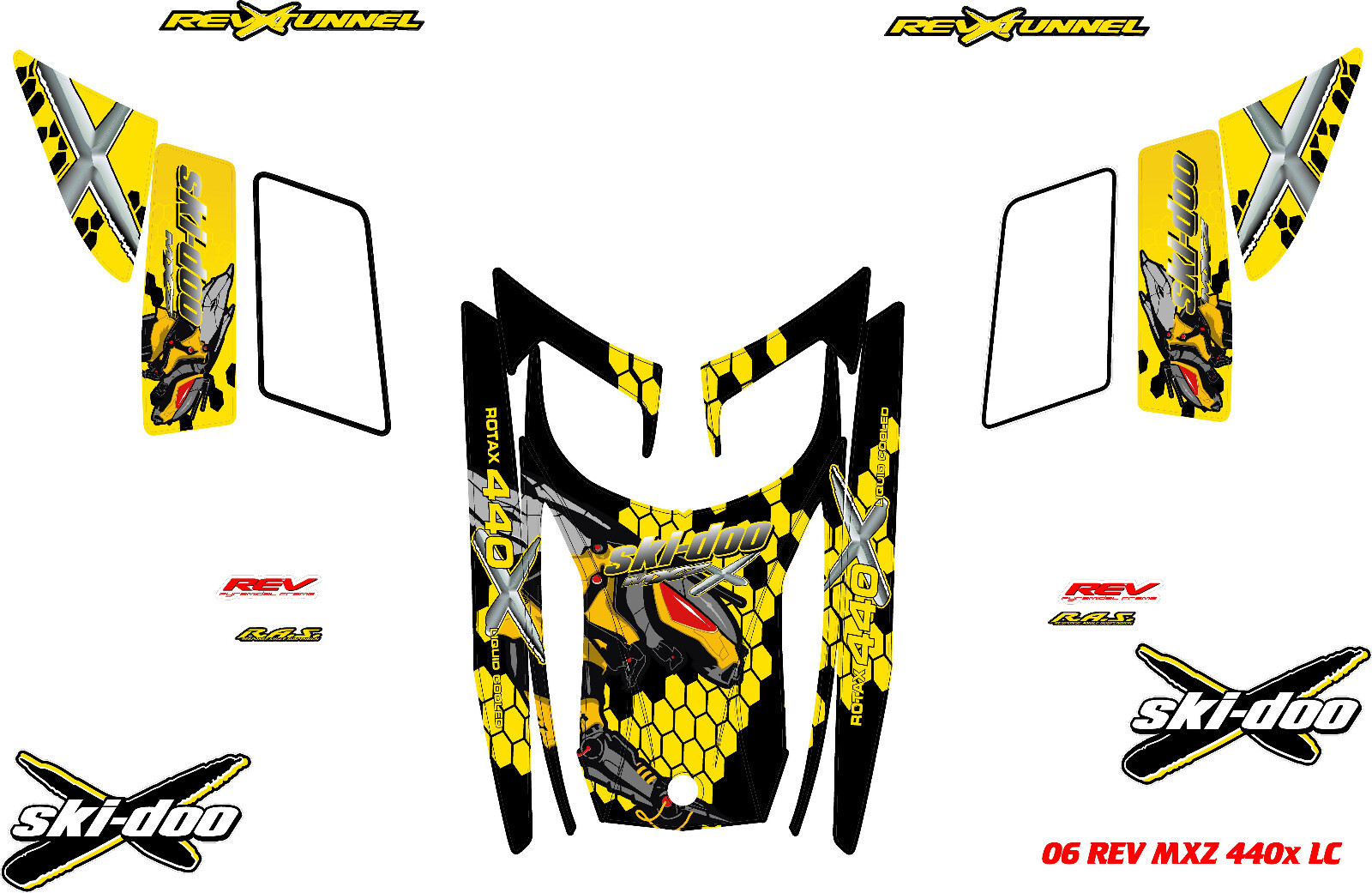 SKI DOO SNOWMOBILE WRAP REV MXZ 440 X LC, 06 FACTORY REPRODUCTION DECAL ...