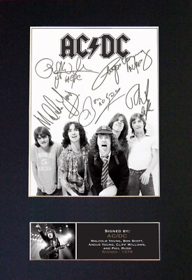AC/DC BAND 8.5X11 SIGNED PHOTO AUTOGRAPH ALL MEMBER ORIGINAL SIGNATURE ...