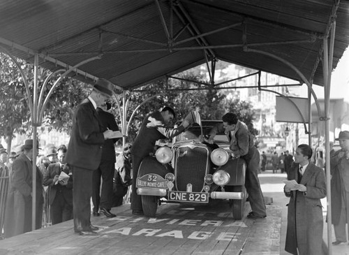 TS Grimshaw, Crossley in scrutineering 1937 Motor Racing Old Photo | eBay