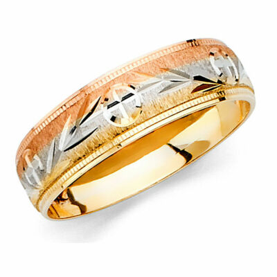 14K Tri Color Men's Wedding Band - Width 6 MM | eBay