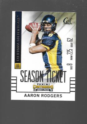 2015 Aaron Rodgers, Panini Contenders Season Ticket Number 8 His Jets ...