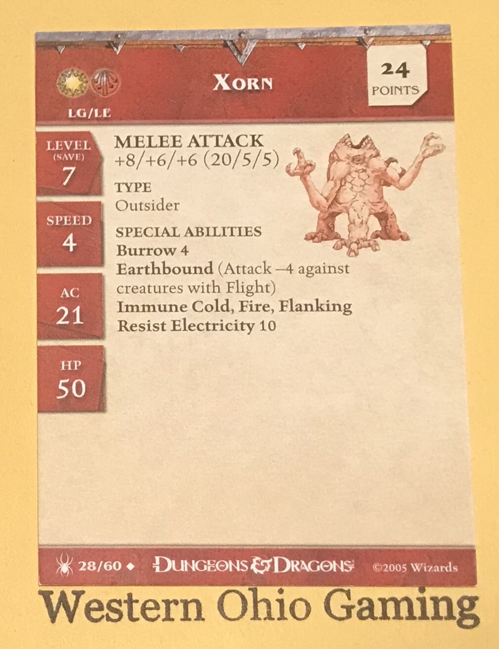 D&D Miniatures Xorn #28 STAT CARD ONLY USED Underdark | eBay