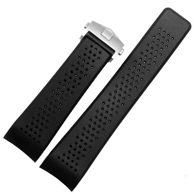 Black Strap for Tag Heuer Carrera In Perforated Rubber - 22,24mm | eBay