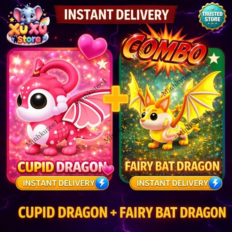 💘🐉 Combo NE3on Cupid Dragon + NFR Fairy Bat Dragon (FLy/Ride) ( Fast ...