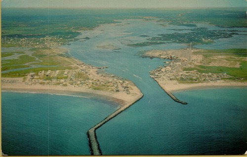 1965 Air Aerial View Galilee Jerusalem Shoreline Rhode Island RI ...