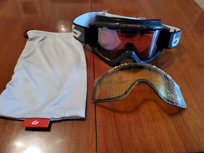bolle ski goggles Black Frames Mirrored red Lenses Snowboard Adjustable ...